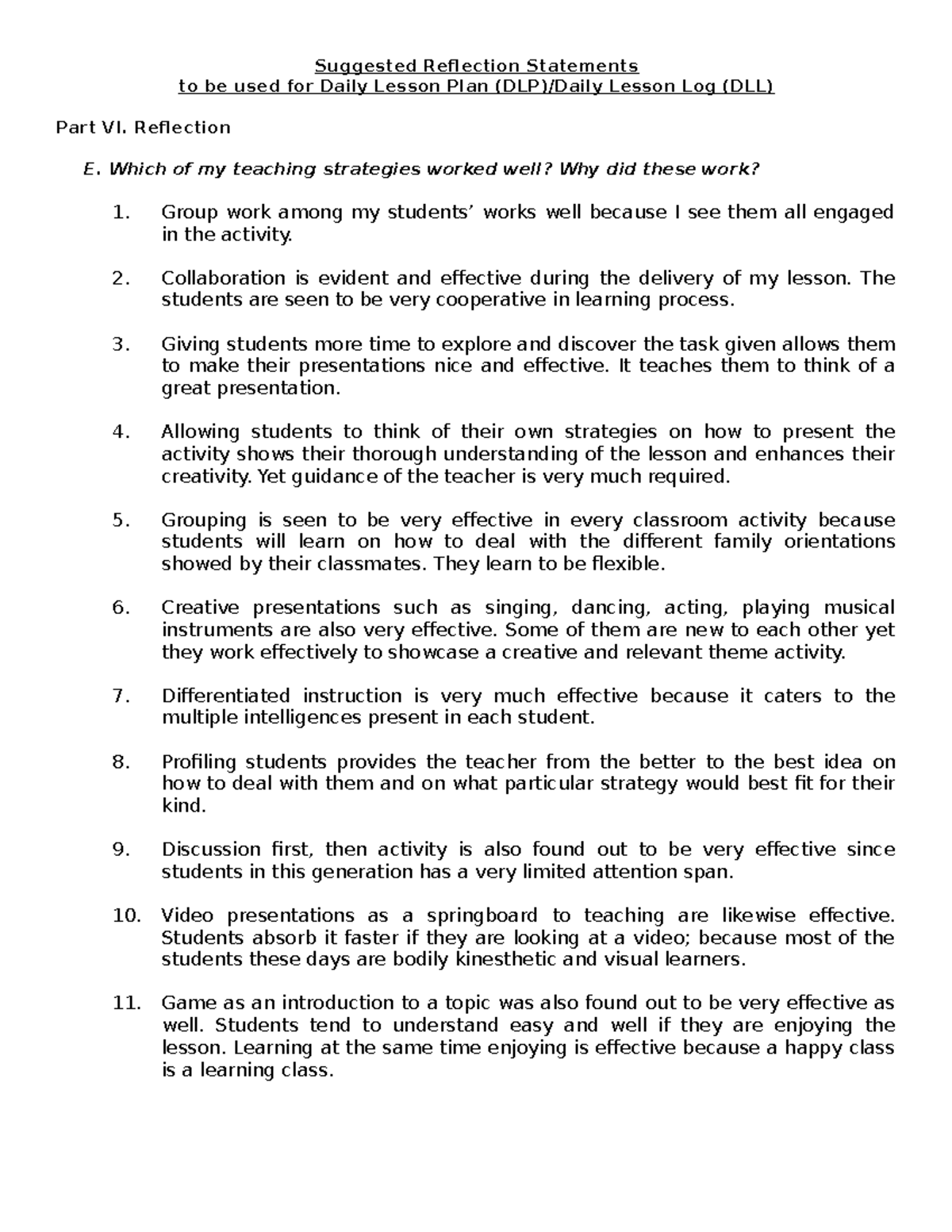 - tracing number for kinder - Suggested Reflection Statements to be used for Daily Lesson Plan ...