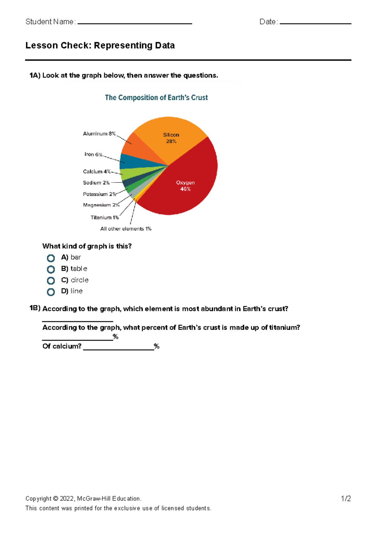 Lesson 4 check - Review for test - Student Name: Date: Lesson Check ...