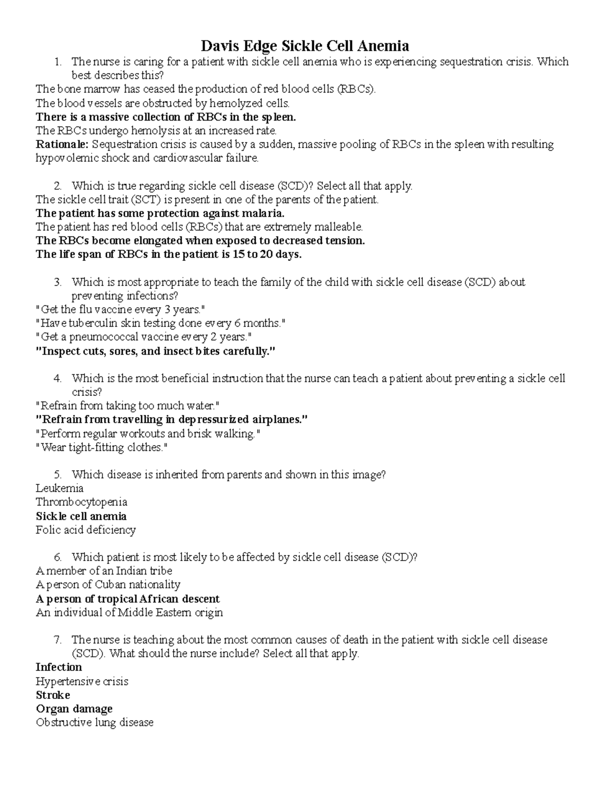 Davis Edge Sickle Cell Anemia - Which best describes this? The bone ...