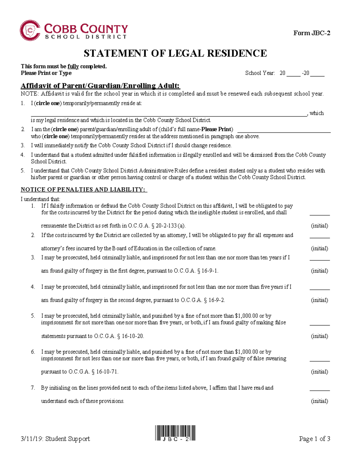 Form JBC-2 - do not look - Form JBC- STATEMENT OF LEGAL RESIDENCE This ...
