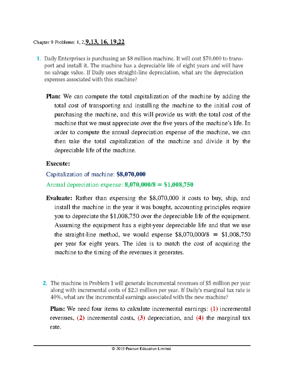 Tutorial 7 QA Chapter 9 - Chapter 9 Problems: 1, 2,9,13, 16, 19, Plan ...