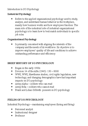 Industrial/Organizational Psychology - Job Analysis Importance of Job ...