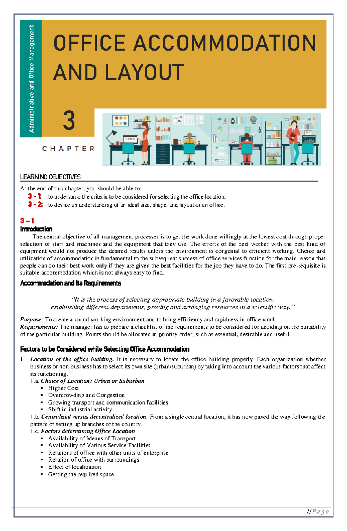 Module 3 Office Accommodation and Layout - 1 | P a g e LEARNING ...