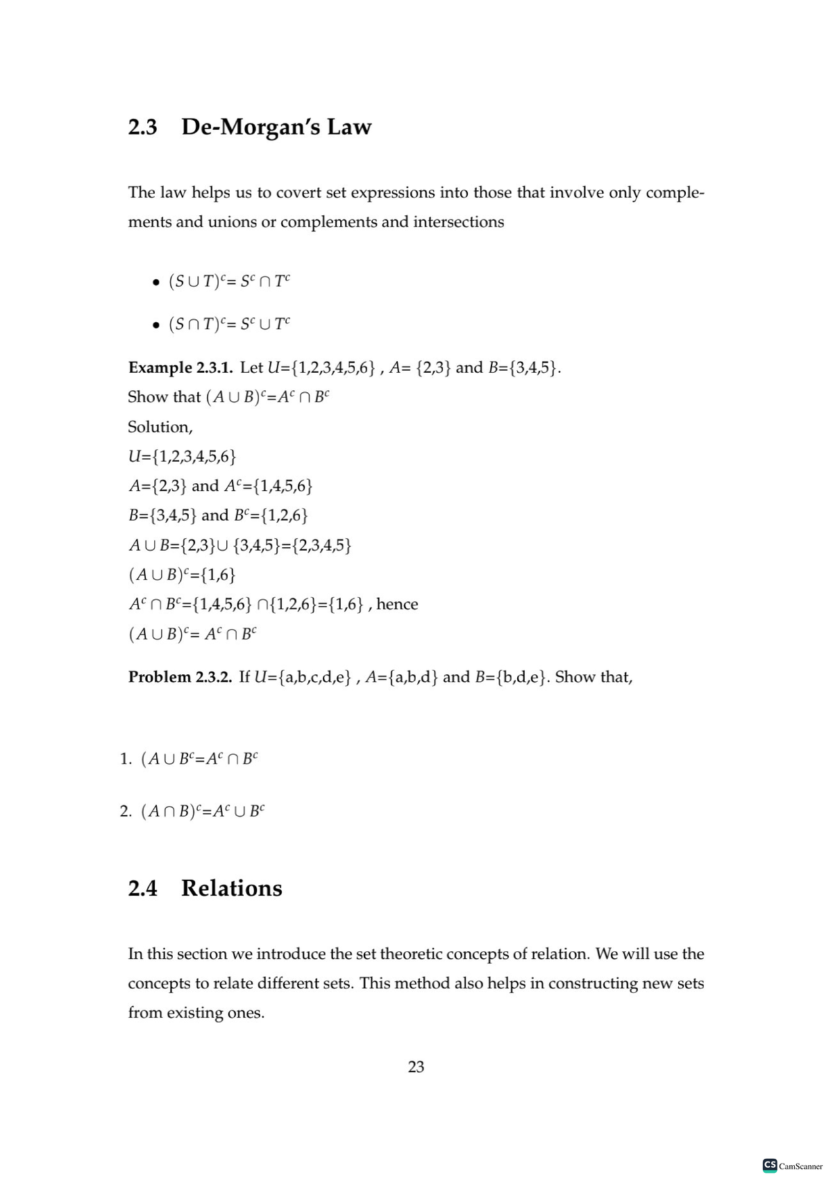 CIT 101- Discrete Structures I Notes - 2 Law The law helps us to covert ...