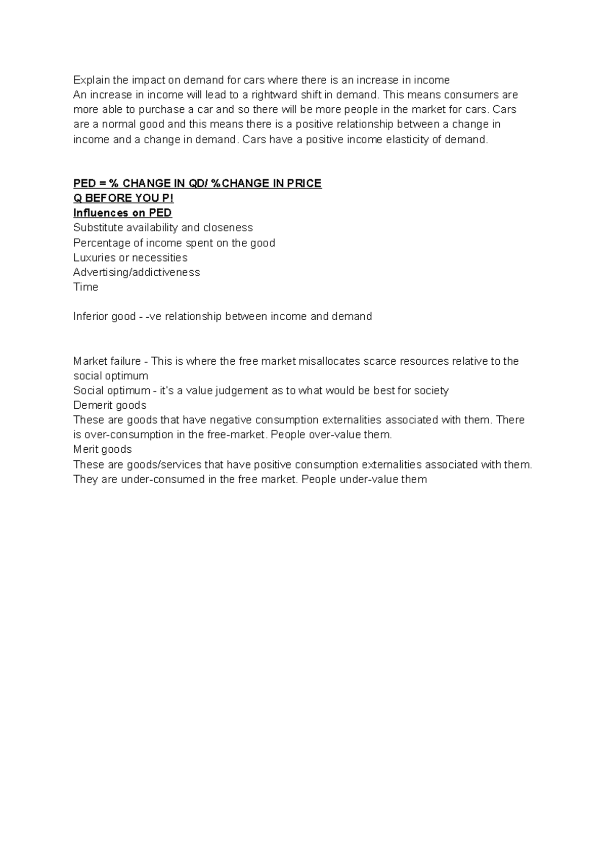 Economics Notes 9 03 2023 - Explain the impact on demand for cars where ...