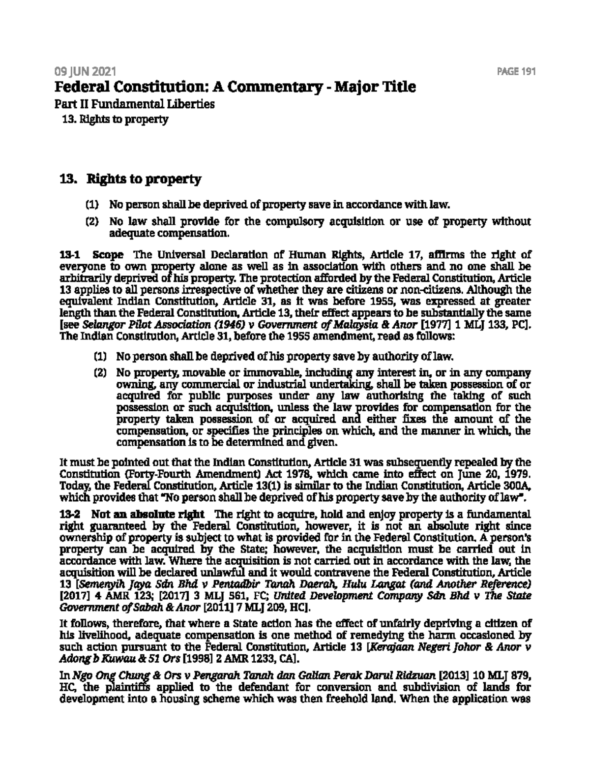 Article 13 Srimurugan - art 13 - Constitutional Law II - Studocu