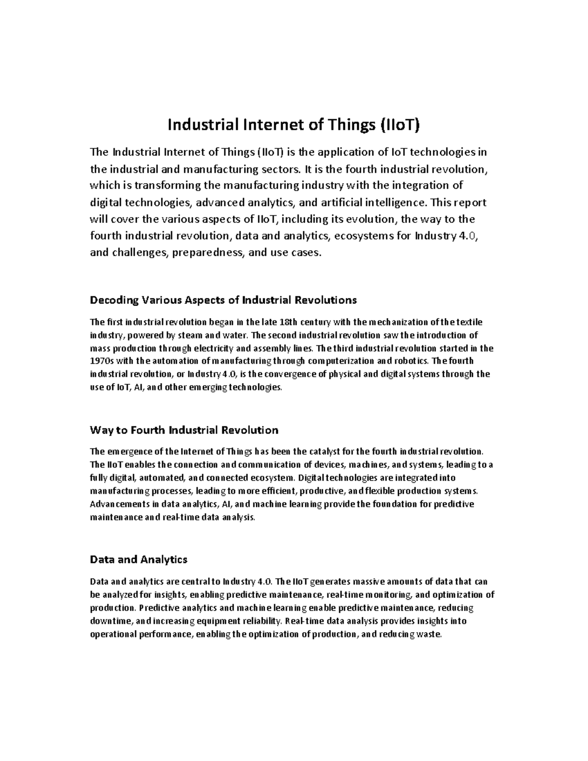 IOT - Assignments - Industrial Internet of Things (IIoT) The Industrial ...