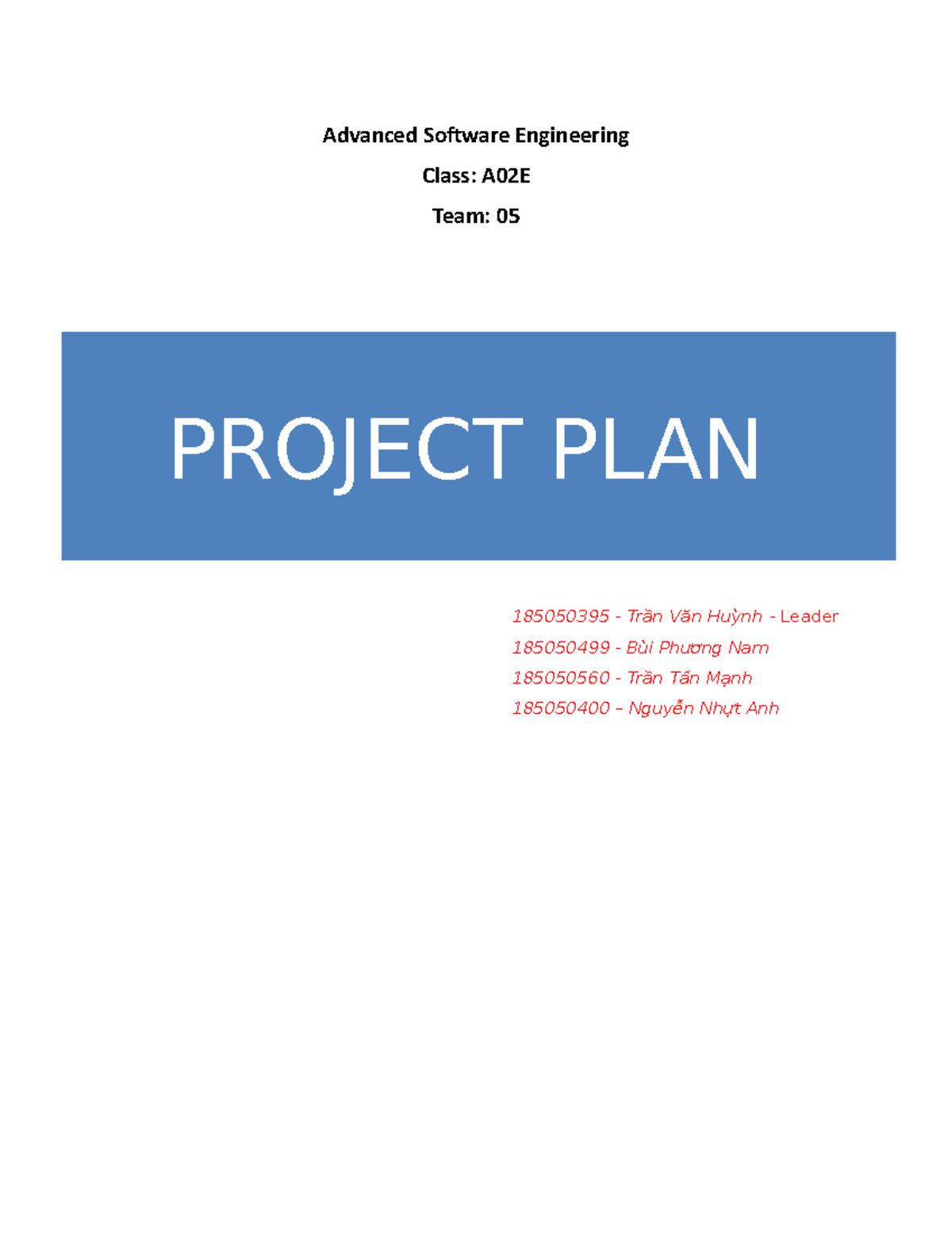 Project Plan Team05 - cong nghe phan mem nang cao - Tổ Chức Công tác kế ...
