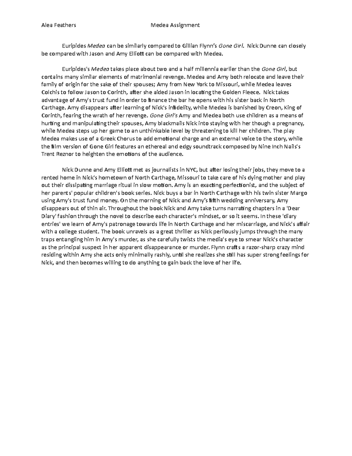 Medea assignment - Euphradies madea - Alea Feathers Medea Assignment ...