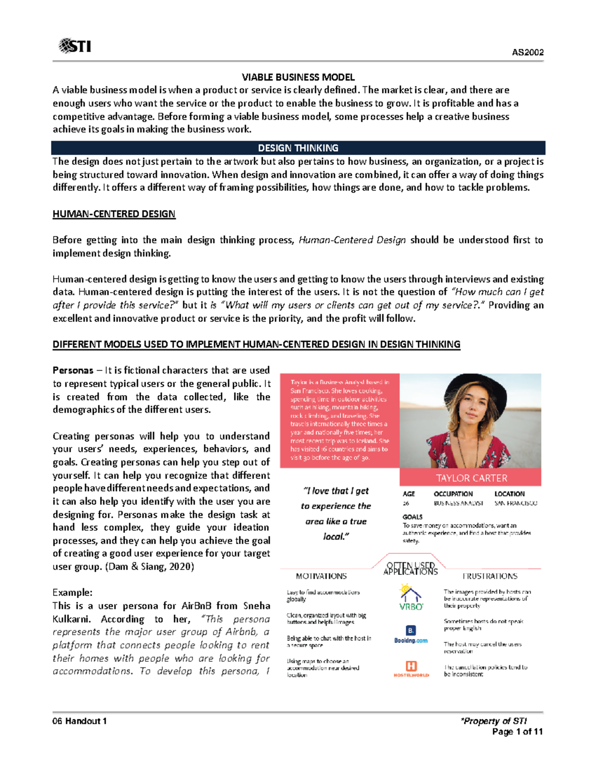06 Handout 1 - notes - 06 Handout 1 *Property of STI VIABLE BUSINESS ...