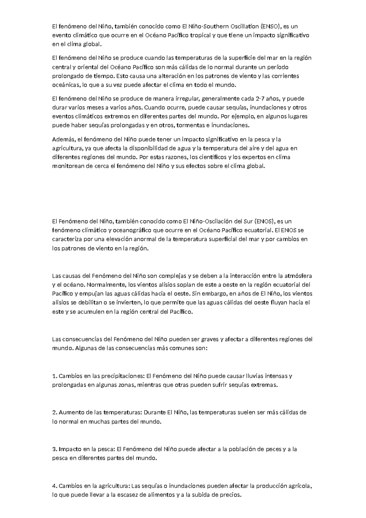 El fenómeno del Niño - adads - El fenómeno del Niño, también conocido ...