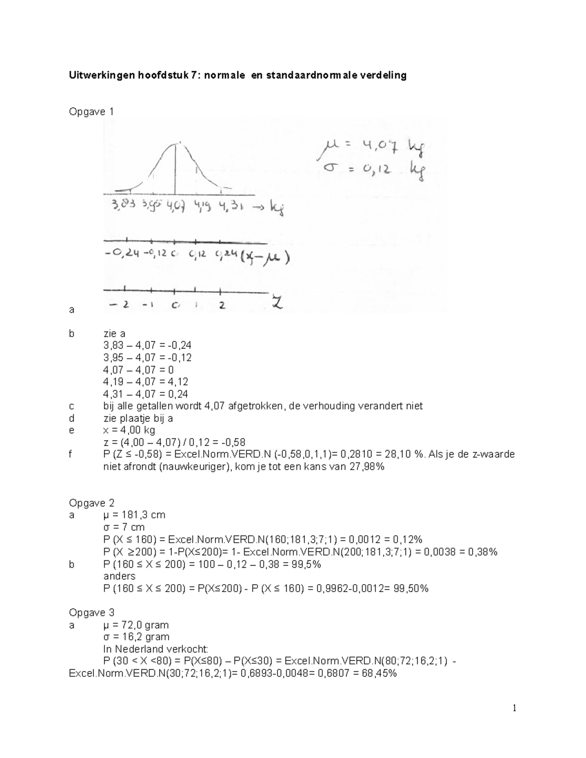 Prest mgt Uitwerkingen H7 - standaard normale verdeling - Uitwerkingen ...