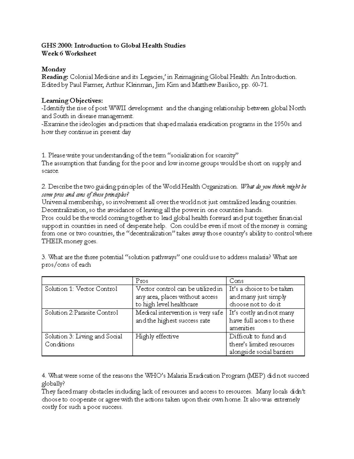 6 GHS 2000 Week6 Worksheet - GHS 2000: Introduction to Global Health ...