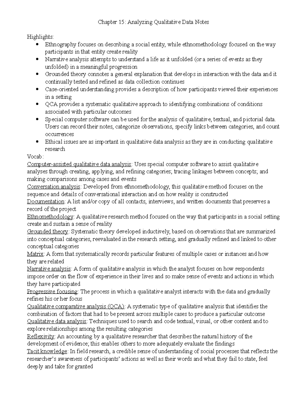 Chapter 15 Notes - This course was taught by Dr. Cochran - Chapter 15 ...