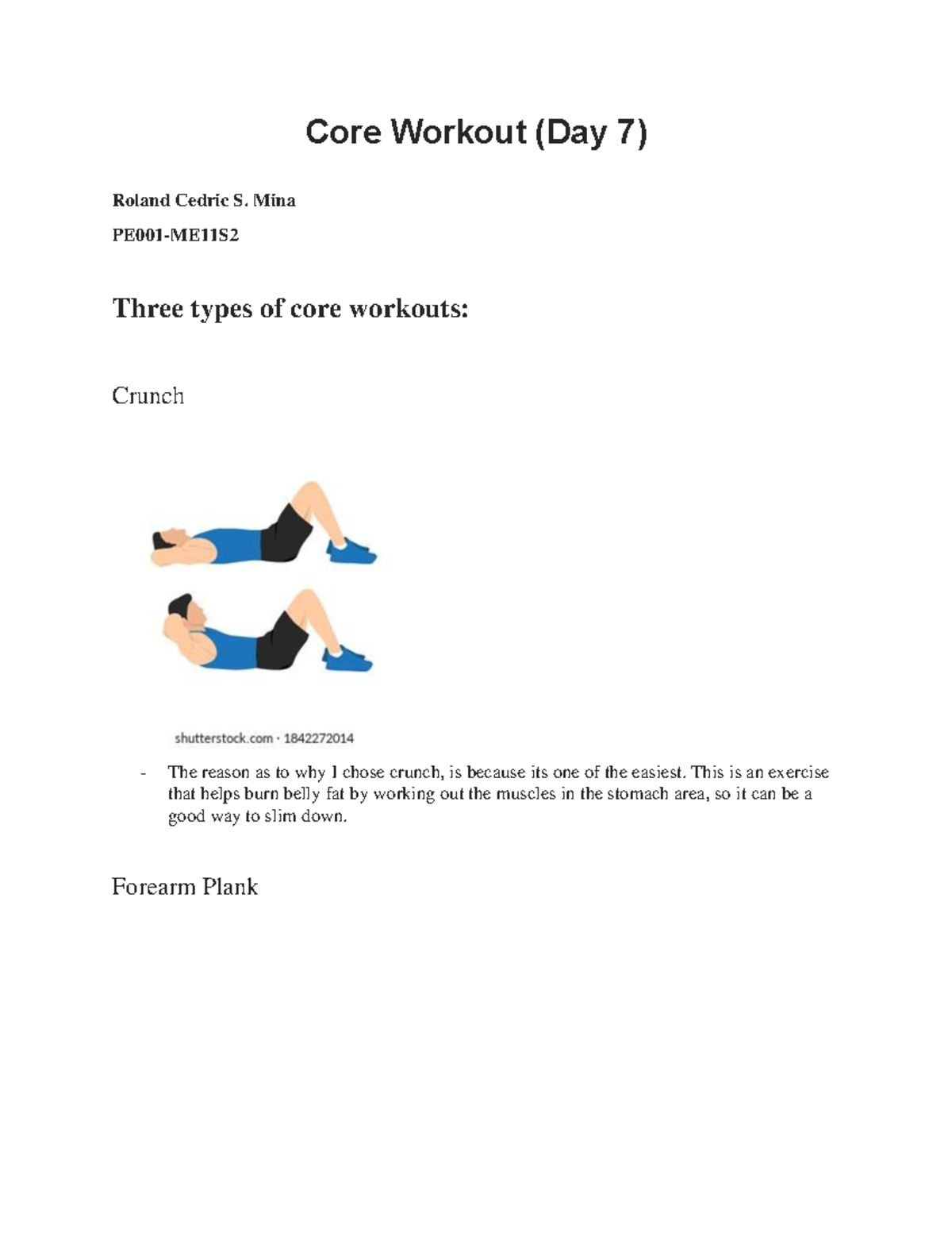 Core Workout - asf - Core Workout (Day 7) Roland Cedric S. Mina PE001 ...