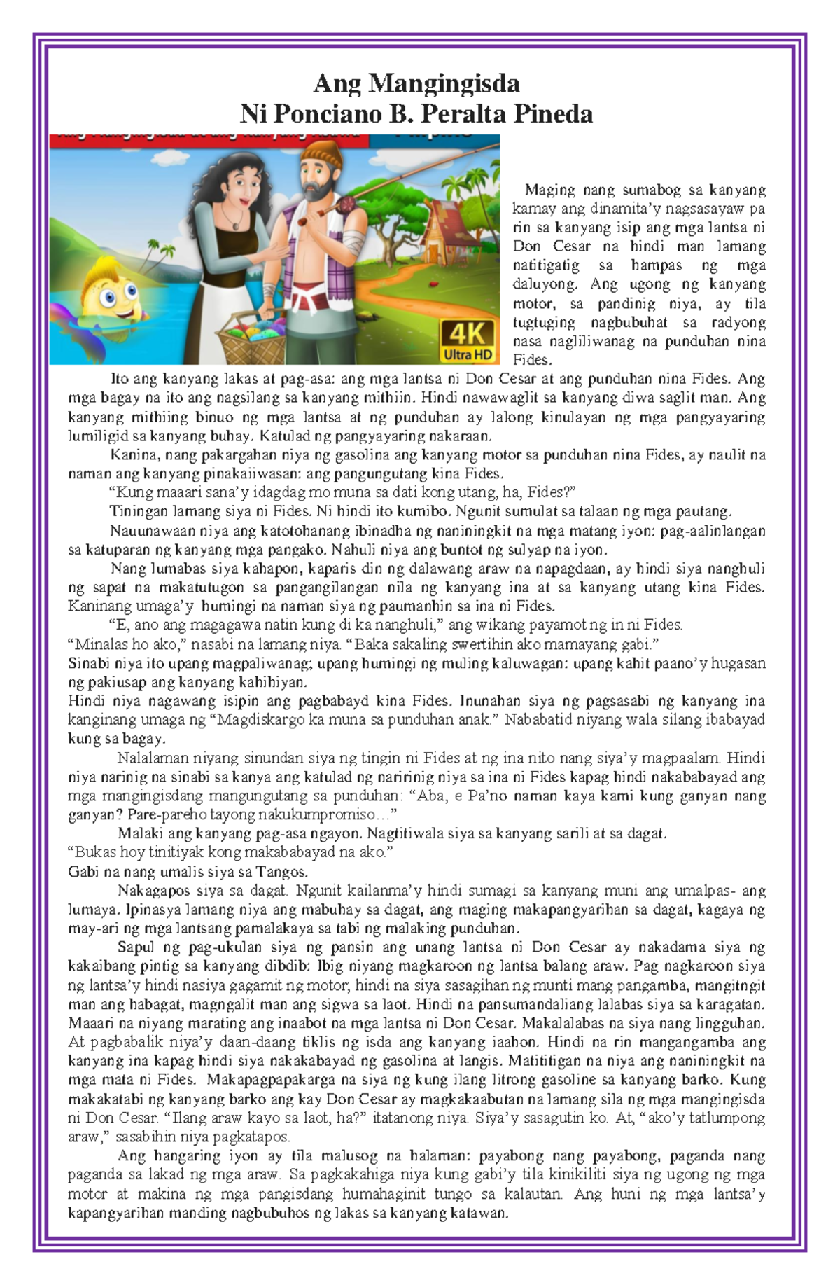 445242227 Ang Mangingisda docx - Ang Mangingisda Ni Ponciano B. Peralta ...