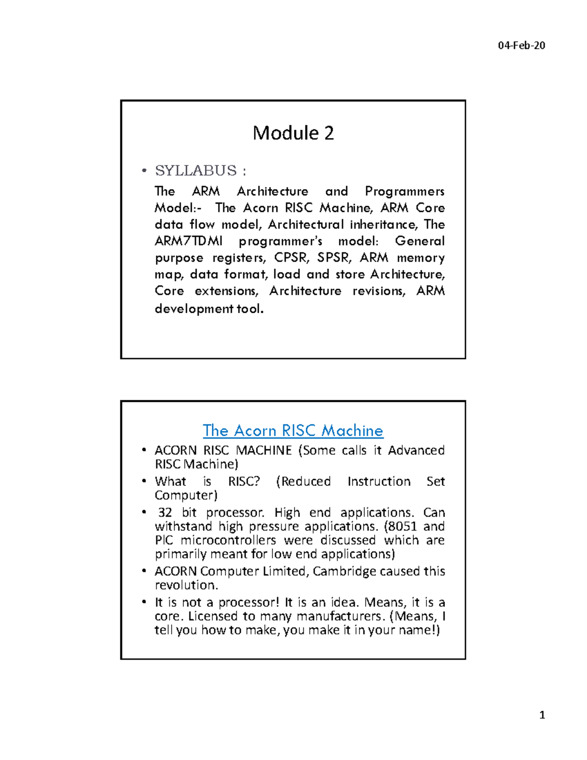 Module 2 - Note for preparation exam - • • SYLLABUS :ThThModel:- The ...