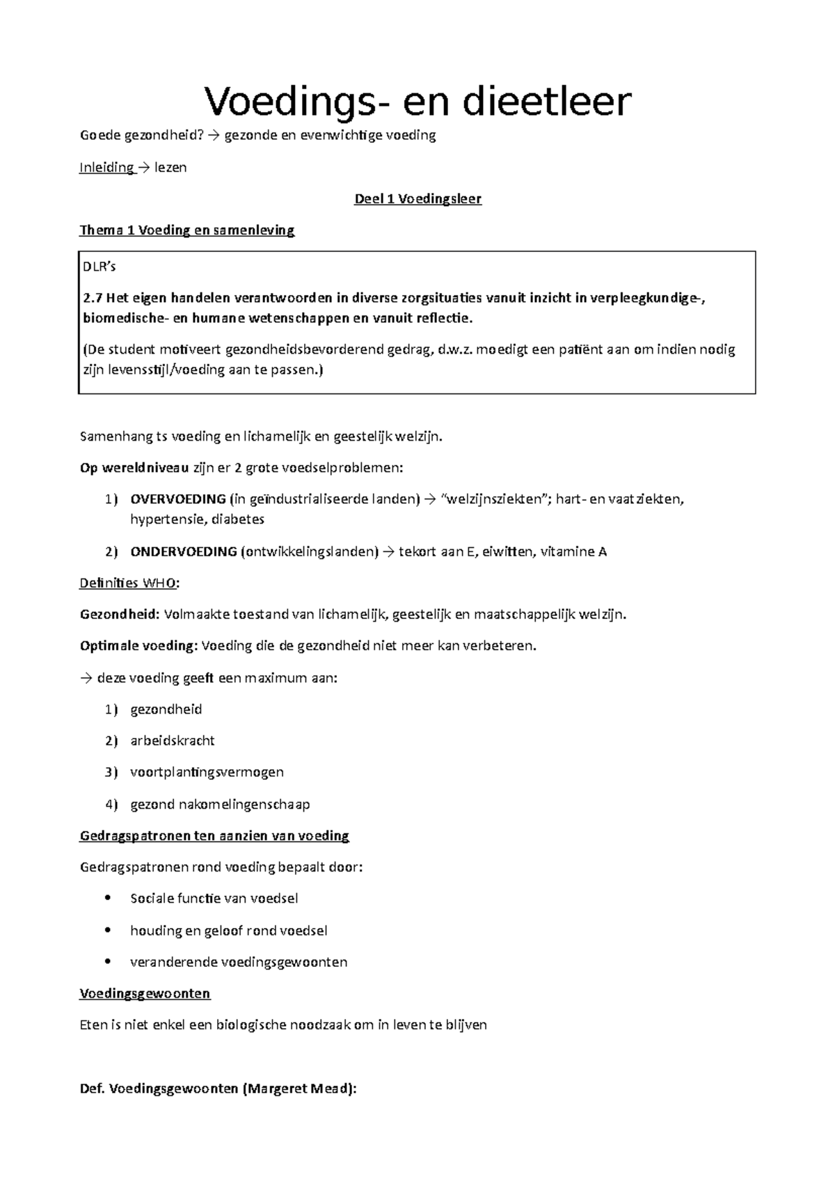 Voeding en dieetleer (thema's 1 - 5) - Voedings- en dieetleer Goede ...