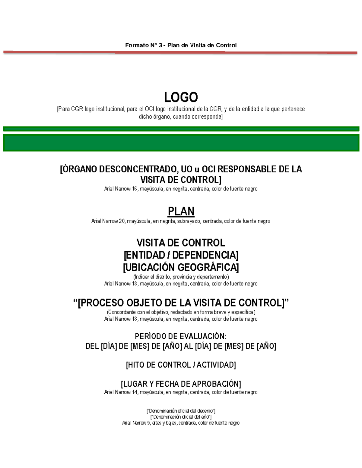 Formato 2 - asd - Formato N° 3 - Plan de Visita de Control LOGO [Para ...