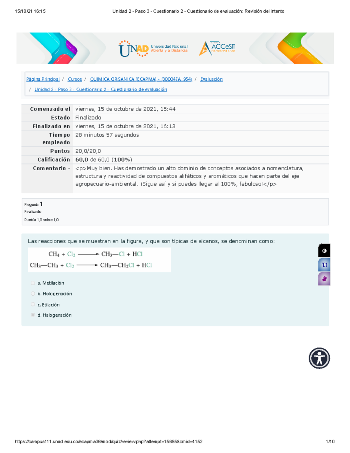 Unidad 2 - Paso 3 - Cuestionario 2 - Octubre 2021 - Comenzado el ...