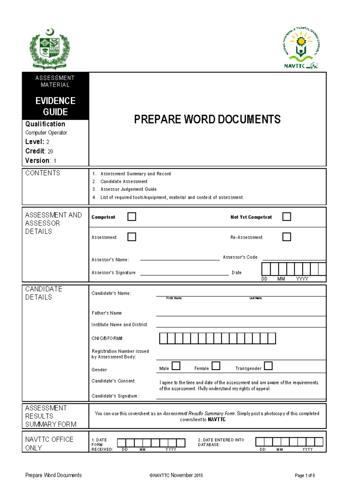 2-Prepare Word Documents - A S S E SS M ENT MAT E RI AL EVIDENCE GUIDE ...