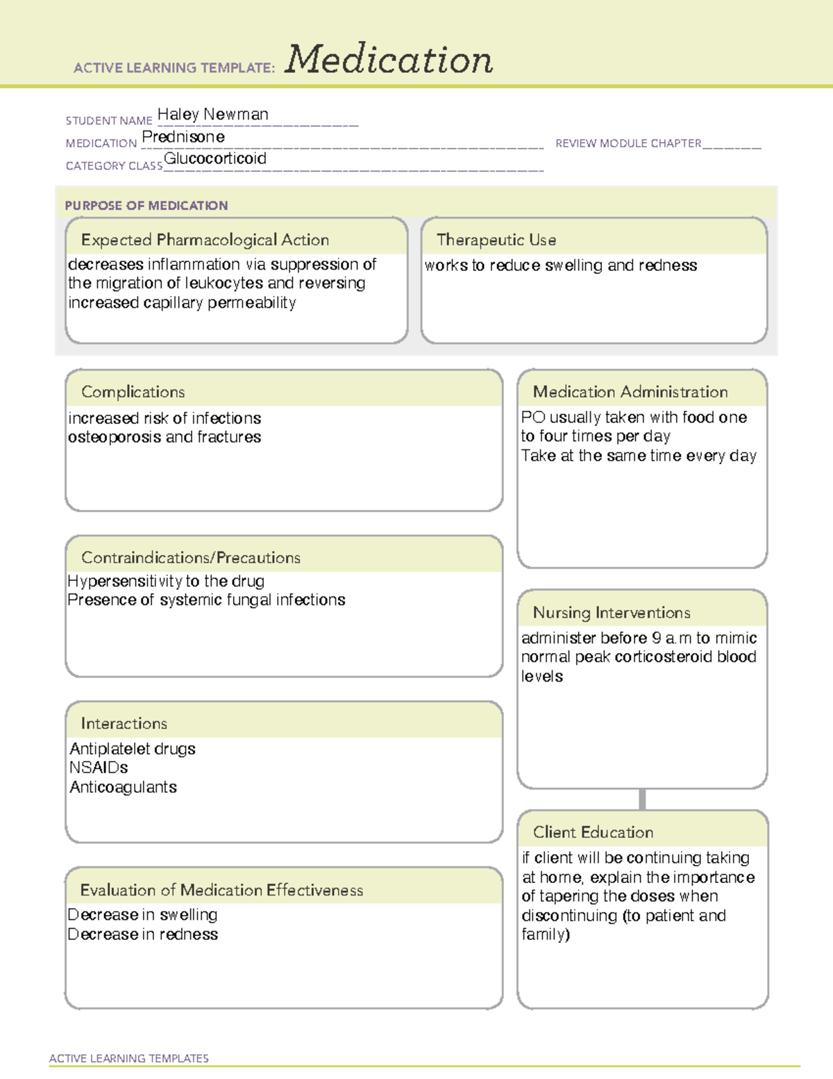 AC2 ATI Medication Template - ACTIVE LEARNING TEMPLATES Medication ...