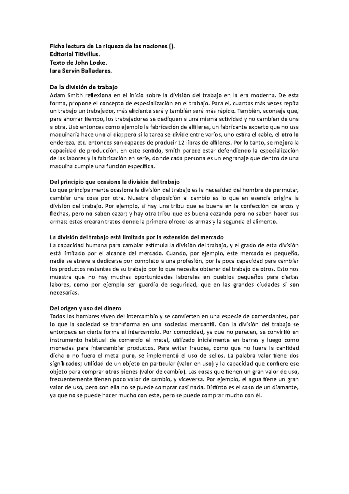 la riqueza de las naciones - Editorial Titivillus. Texto de John Locke ...