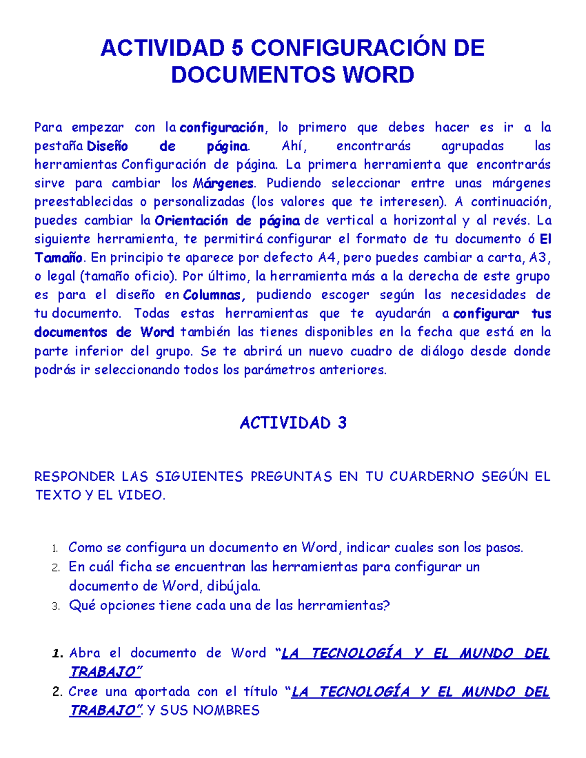 Practica 5 p2 practica en word configuracion pagina - ACTIVIDAD 5 ...