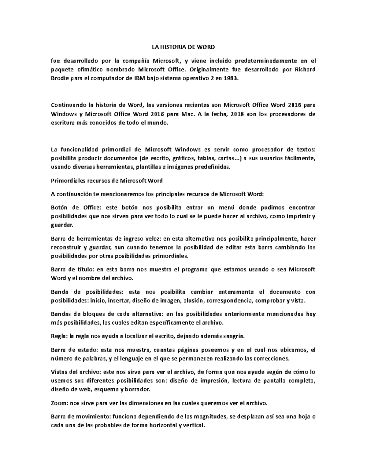 LA Historia DE WORD - ENSAYO - LA HISTORIA DE WORD fue desarrollado por ...