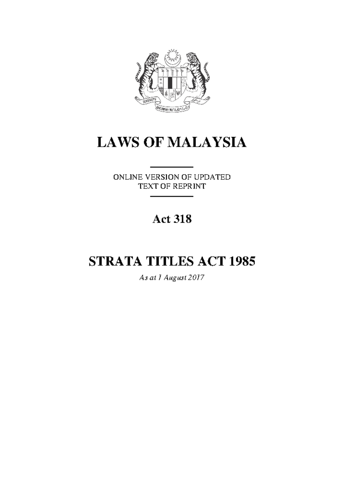 Strata-Title-Act - Law Regarding Strata Title Act - LAWS OF MALAYSIA ...
