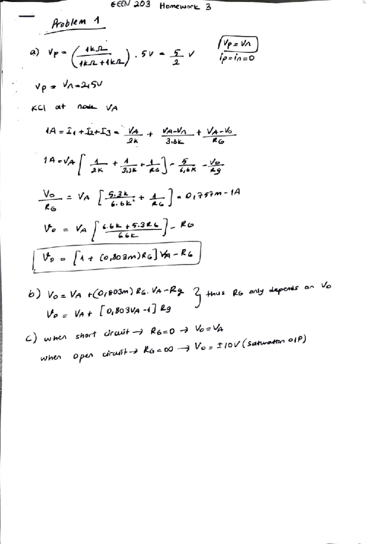 HW-3 Solution - homework practice circuit - Electrical and Electronic ...