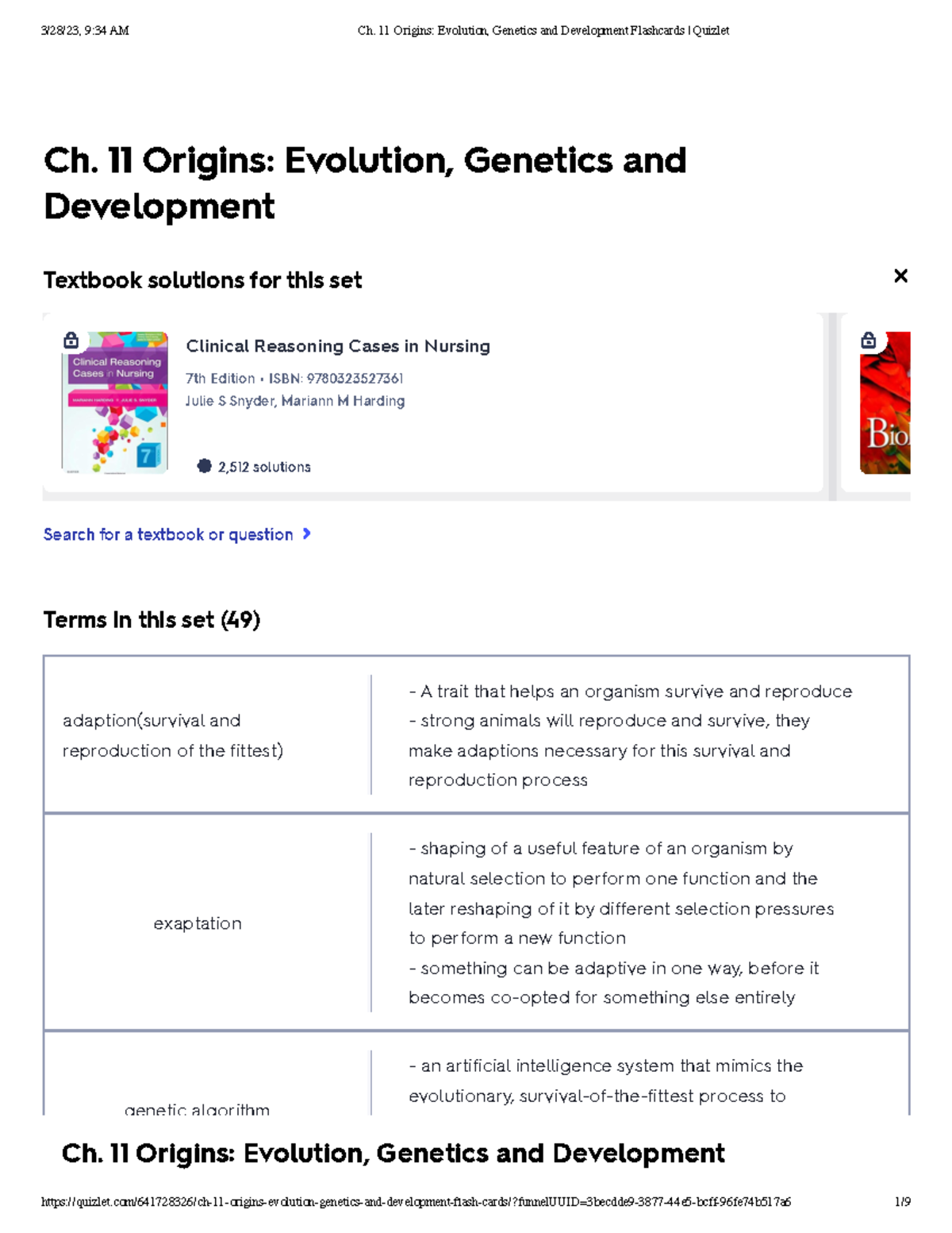 Ch. 11 Origins Evolution, Genetics and Development Flashcards Quizlet ...