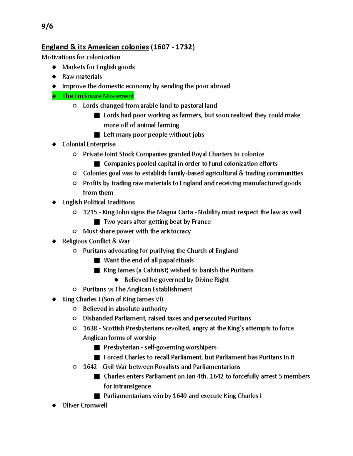 Lecture #4 - 9/ England & its American colonies (1607 - 1732 ...