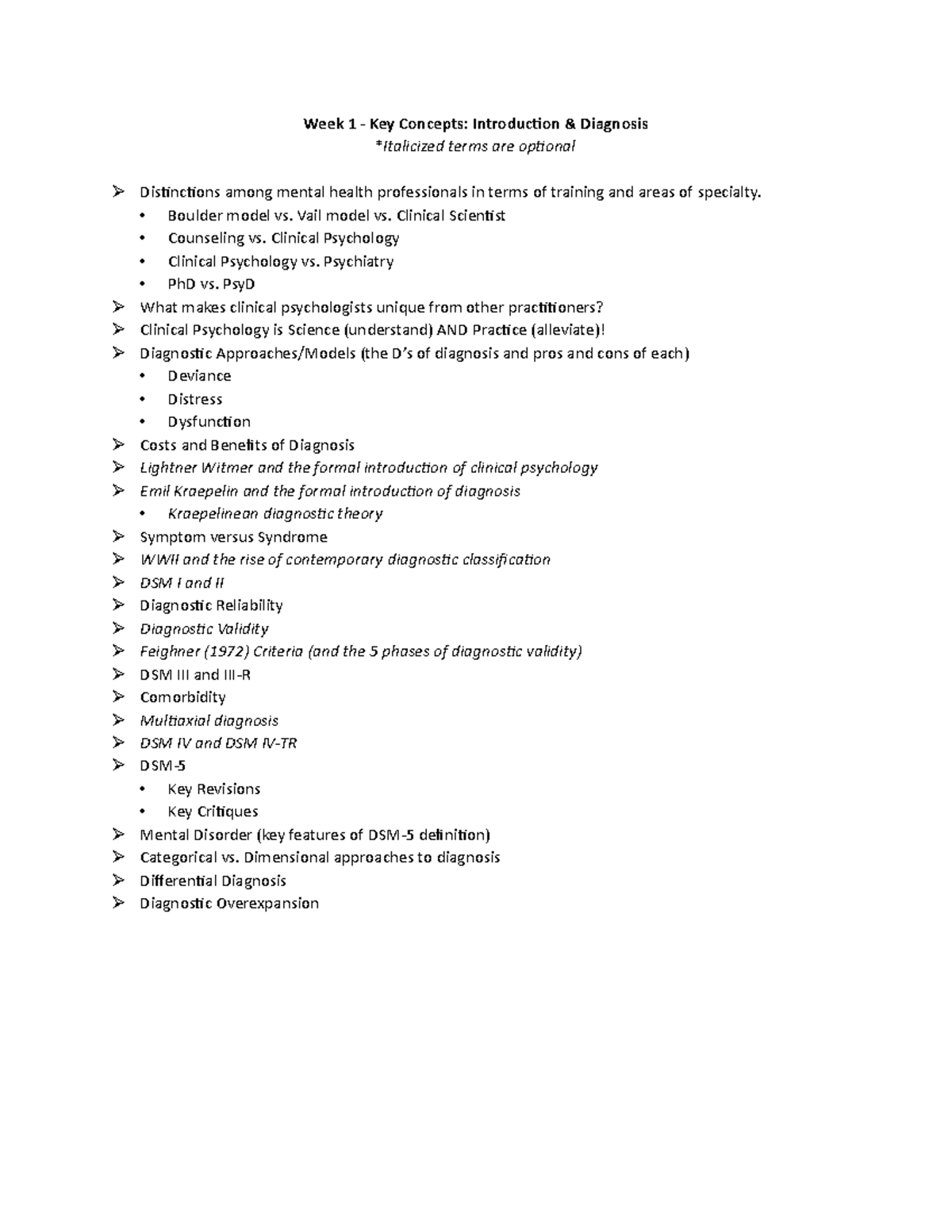 Week 1 Key Concepts - Intro and Dx - Week 1 - Key Concepts ...