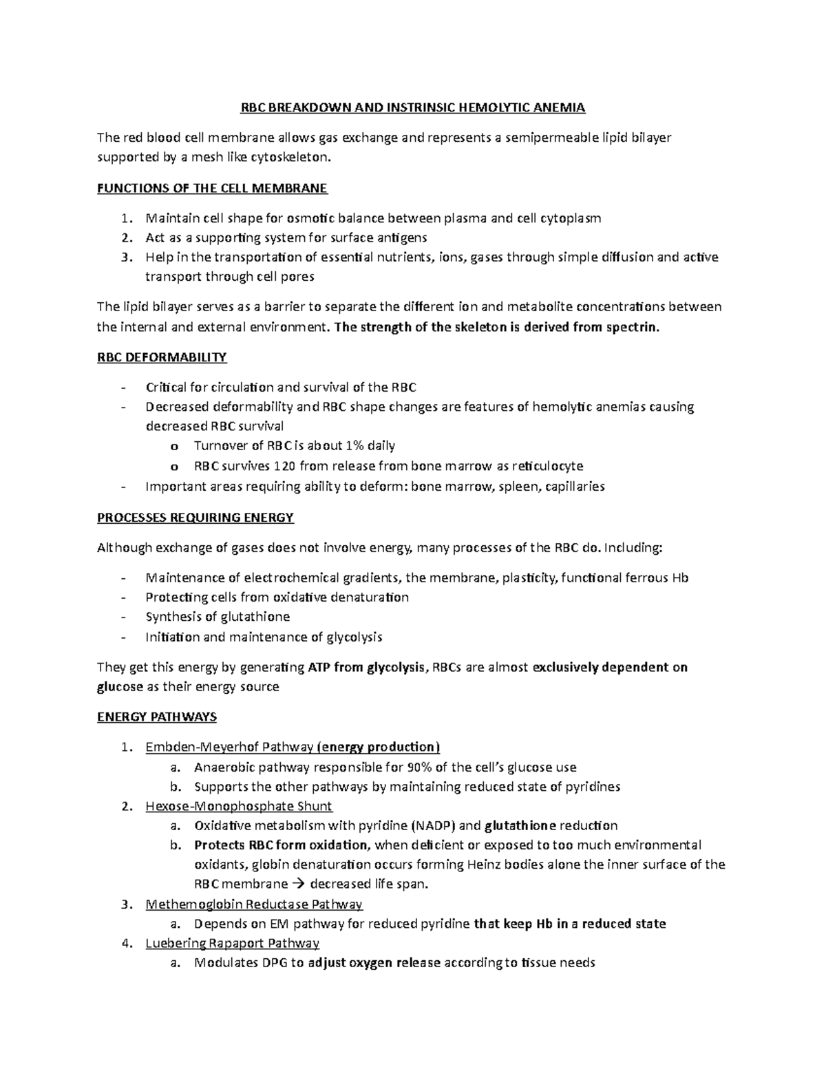 (9) RBC Breakdown and Other Anemias - RBC BREAKDOWN AND INSTRINSIC ...