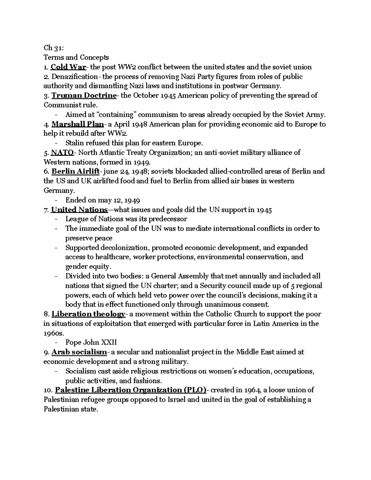 Historyfinalsg - Lynn McWhorter Exam Study guide - Ch 31: Terms and ...