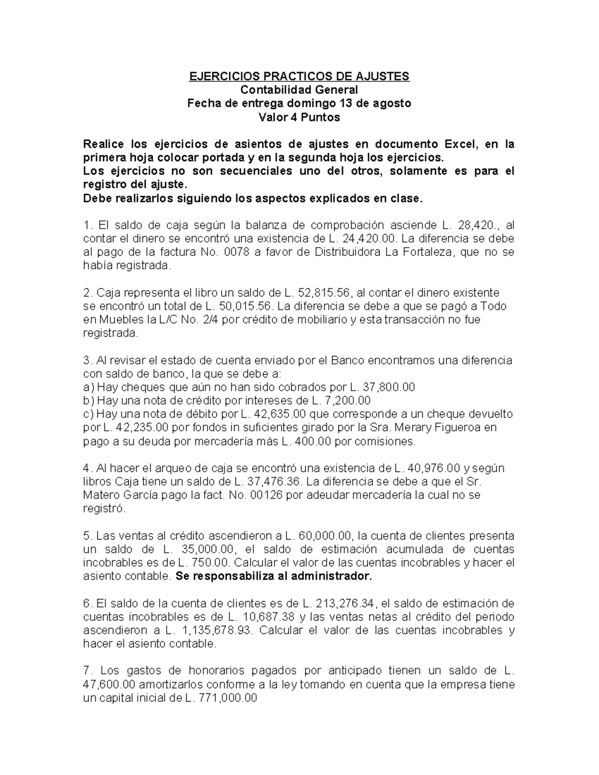 Tarea Ejercicios Practicos DE Ajustes - EJERCICIOS PRACTICOS DE AJUSTES ...