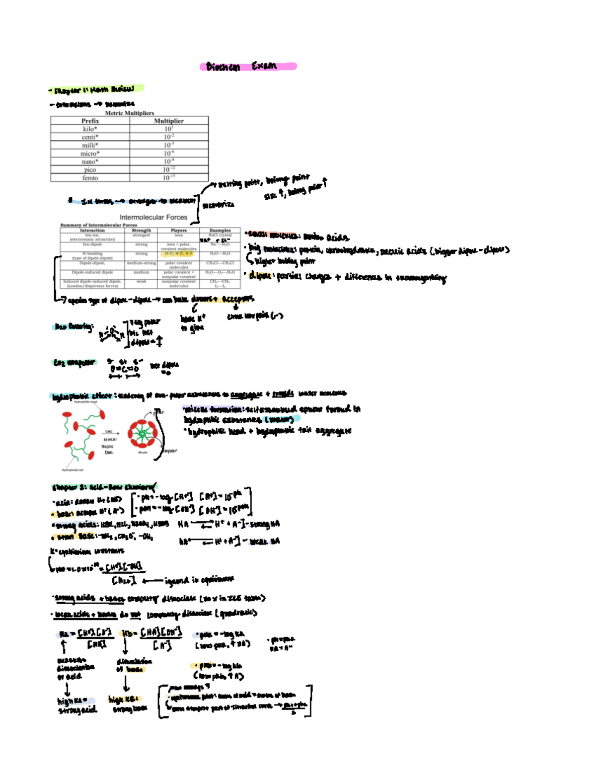 Biochem Exam 1 Outline - Biochem Exam napterimathreview conversions ...
