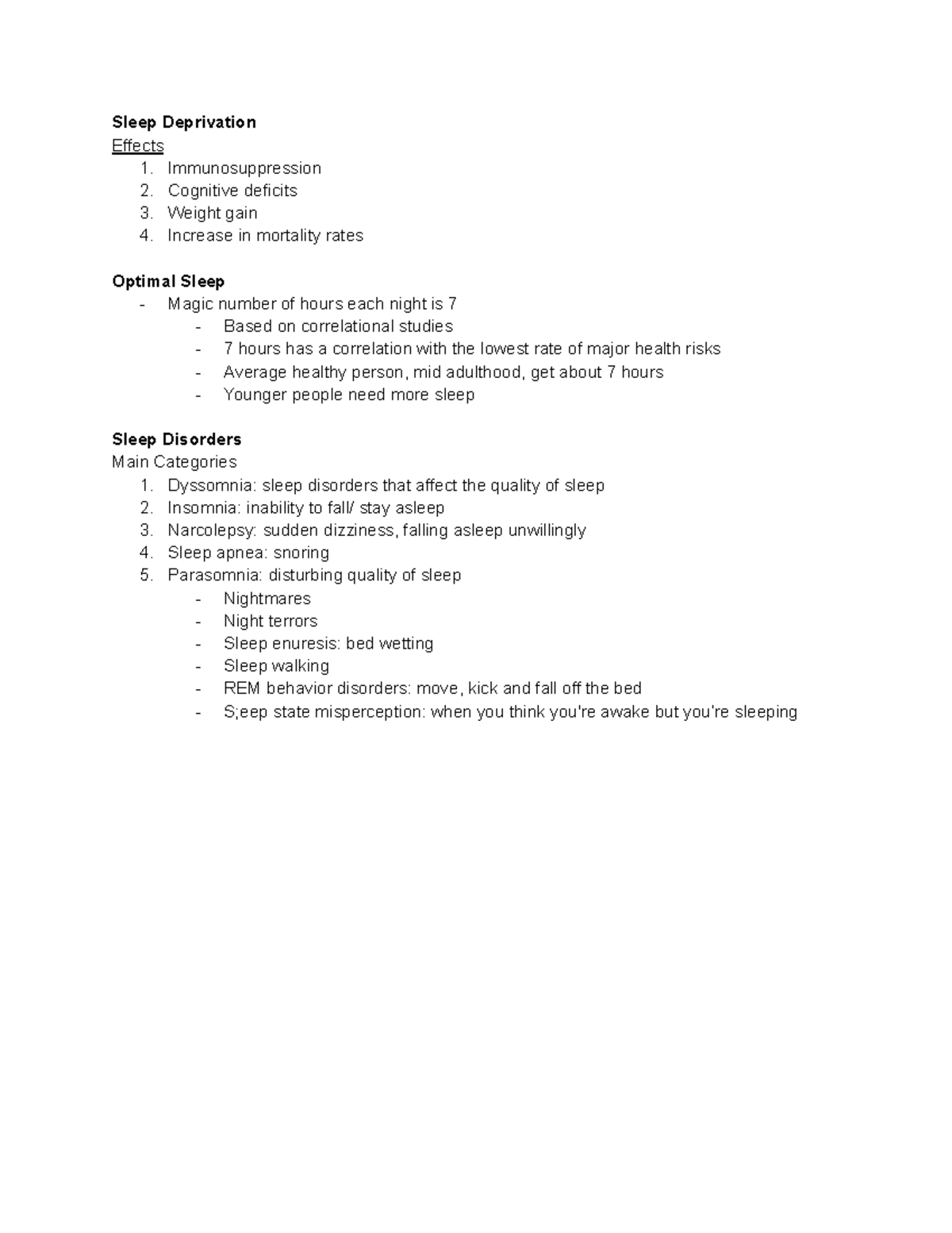 Sleep III lecure 19 - Notes taken during the lecture. - Sleep ...