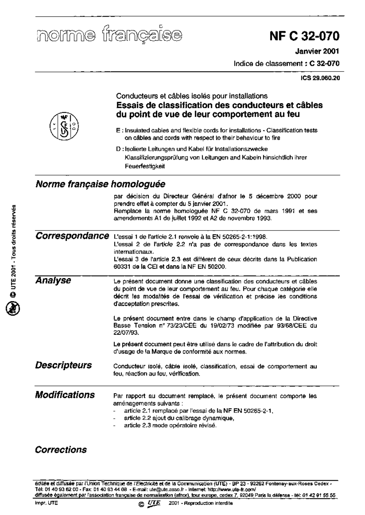 NF C 32 070 - pour utilisation dans l'étude - norme française NF C ...