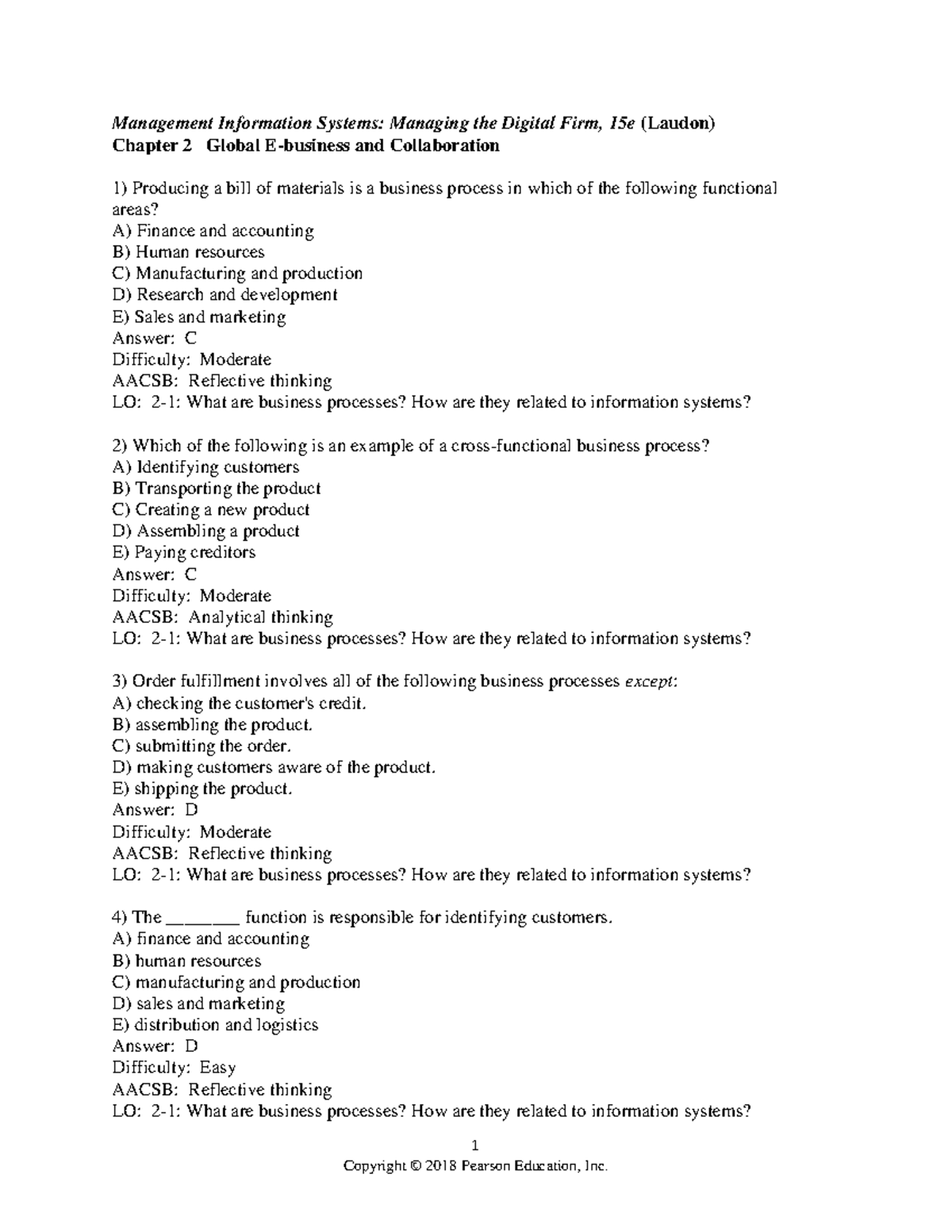 Chapter-2 - practice questions - 1 Management Information Systems: Managing the Digital F irm ...