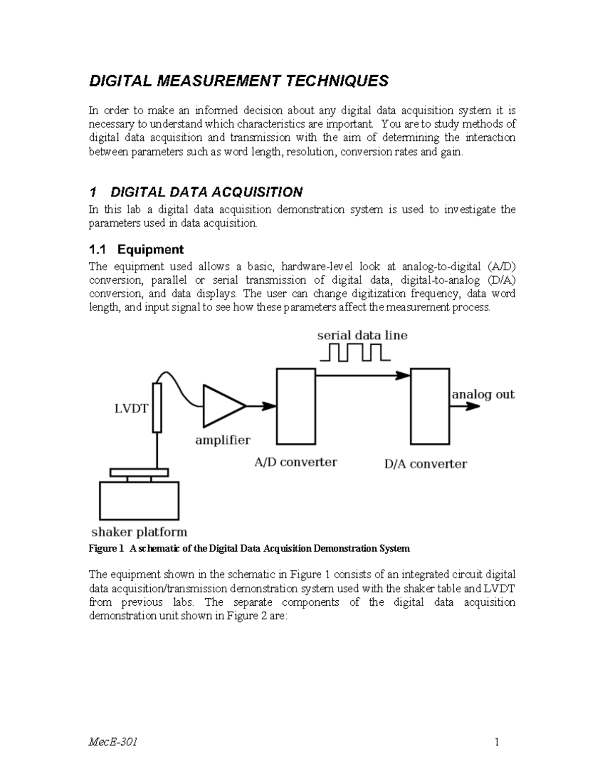 Mec E301 Lab02 Digital-W2021 - DIGITAL MEASUREMENT TECHNIQUES In order ...