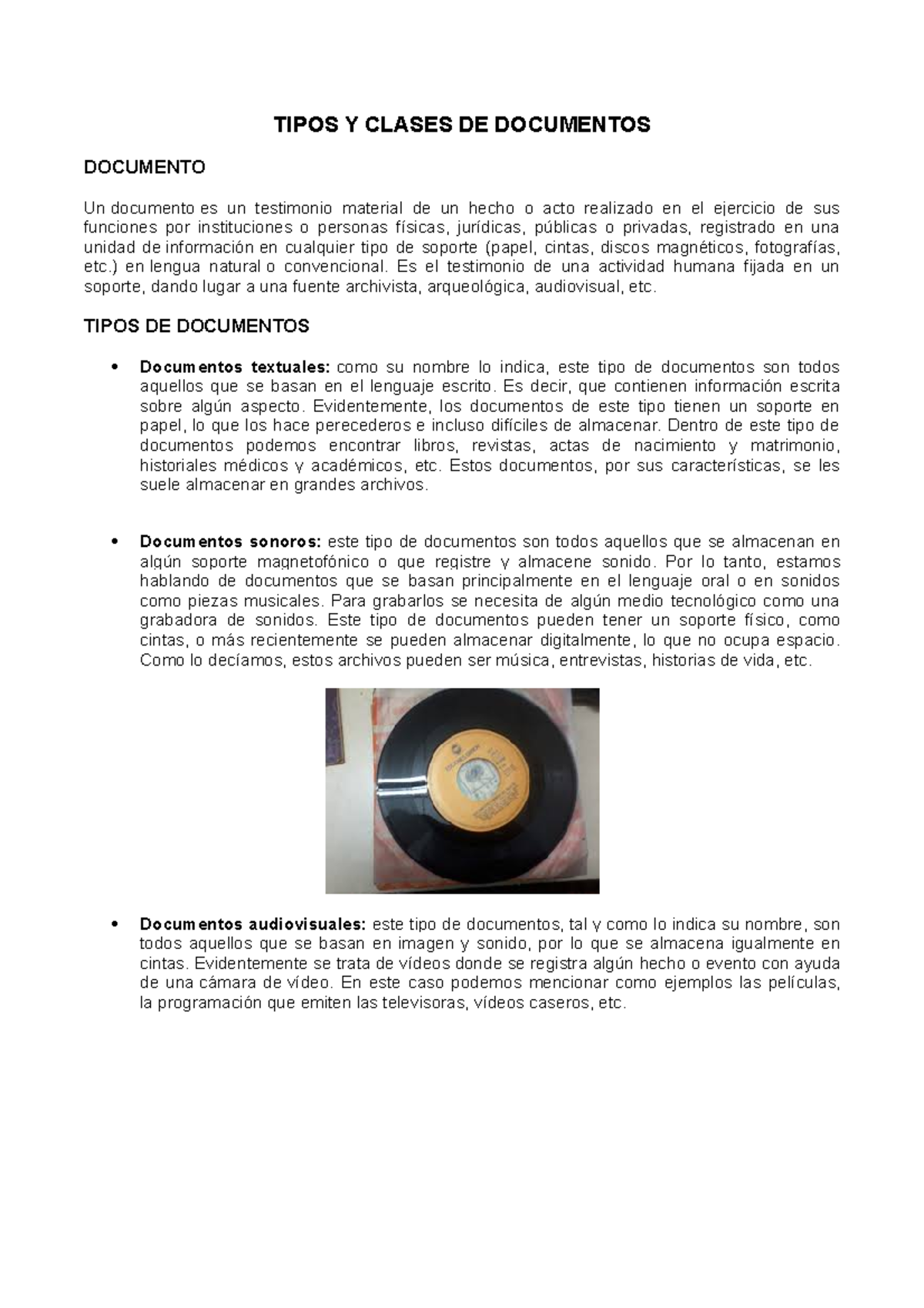 Tipos Y Clases DE Documentos - TIPOS Y CLASES DE DOCUMENTOS DOCUMENTO ...