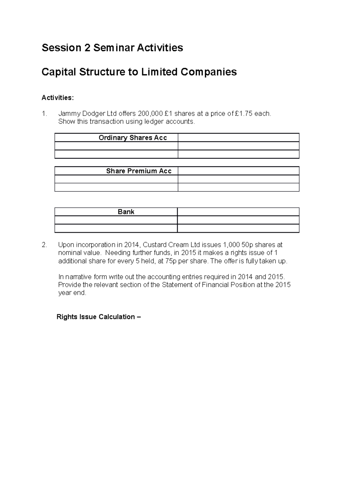 ITFS Week 3 Seminar Activities Shares - Session 2 Seminar Activities ...