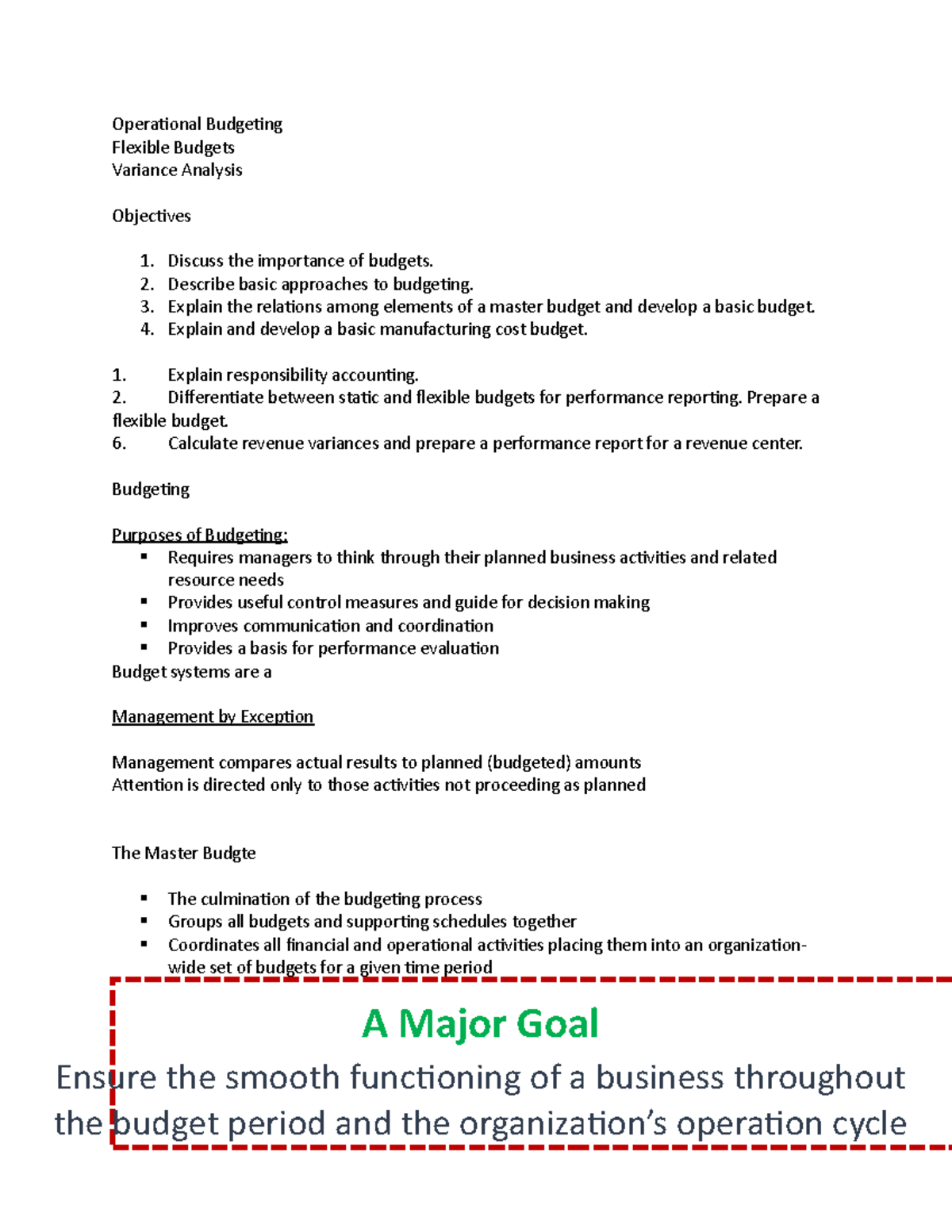 Operational Budgeting - Operational Budgeting Flexible Budgets Variance ...