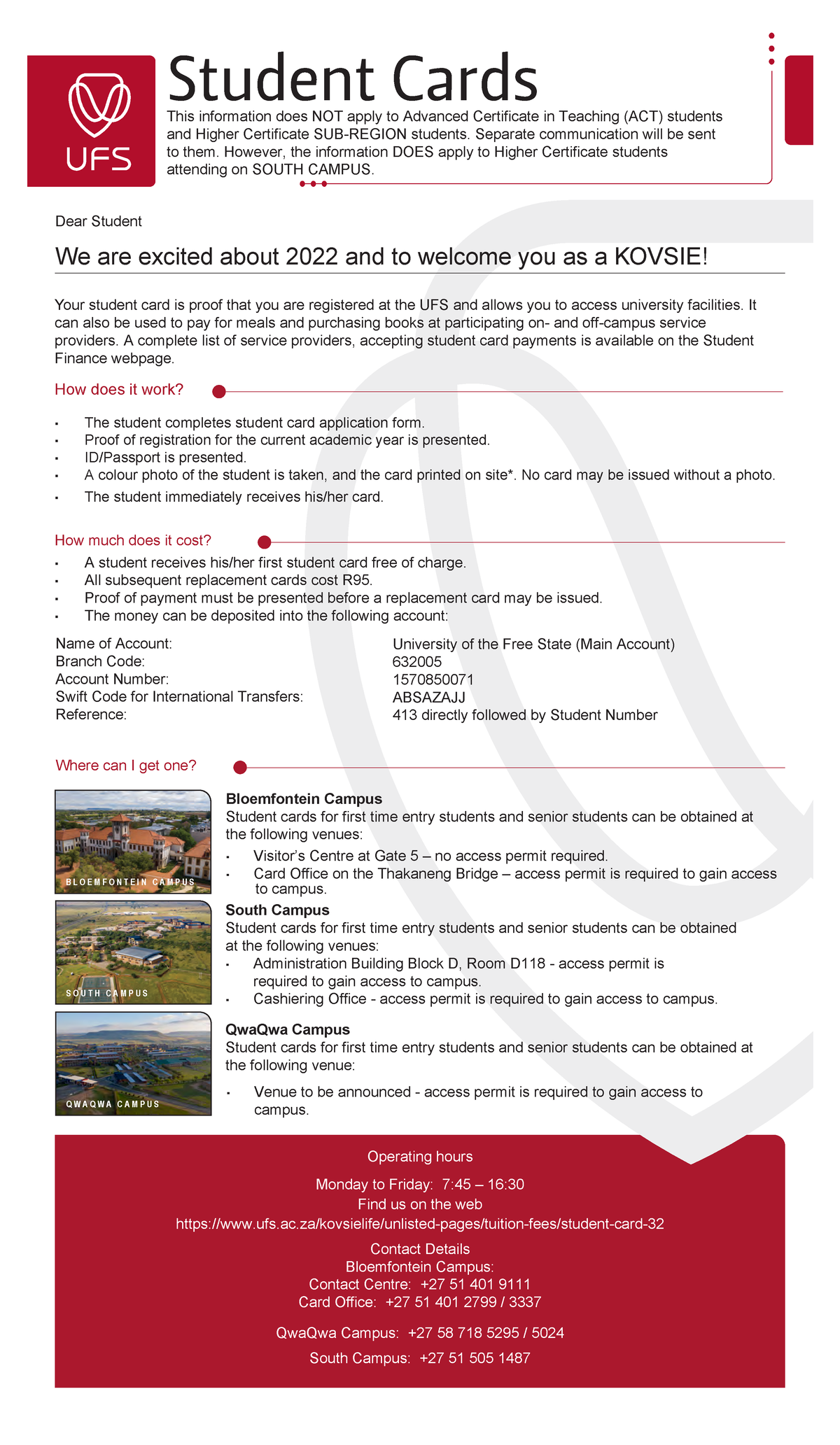 Student finance student card feb 2022 - Operating hours Monday to ...