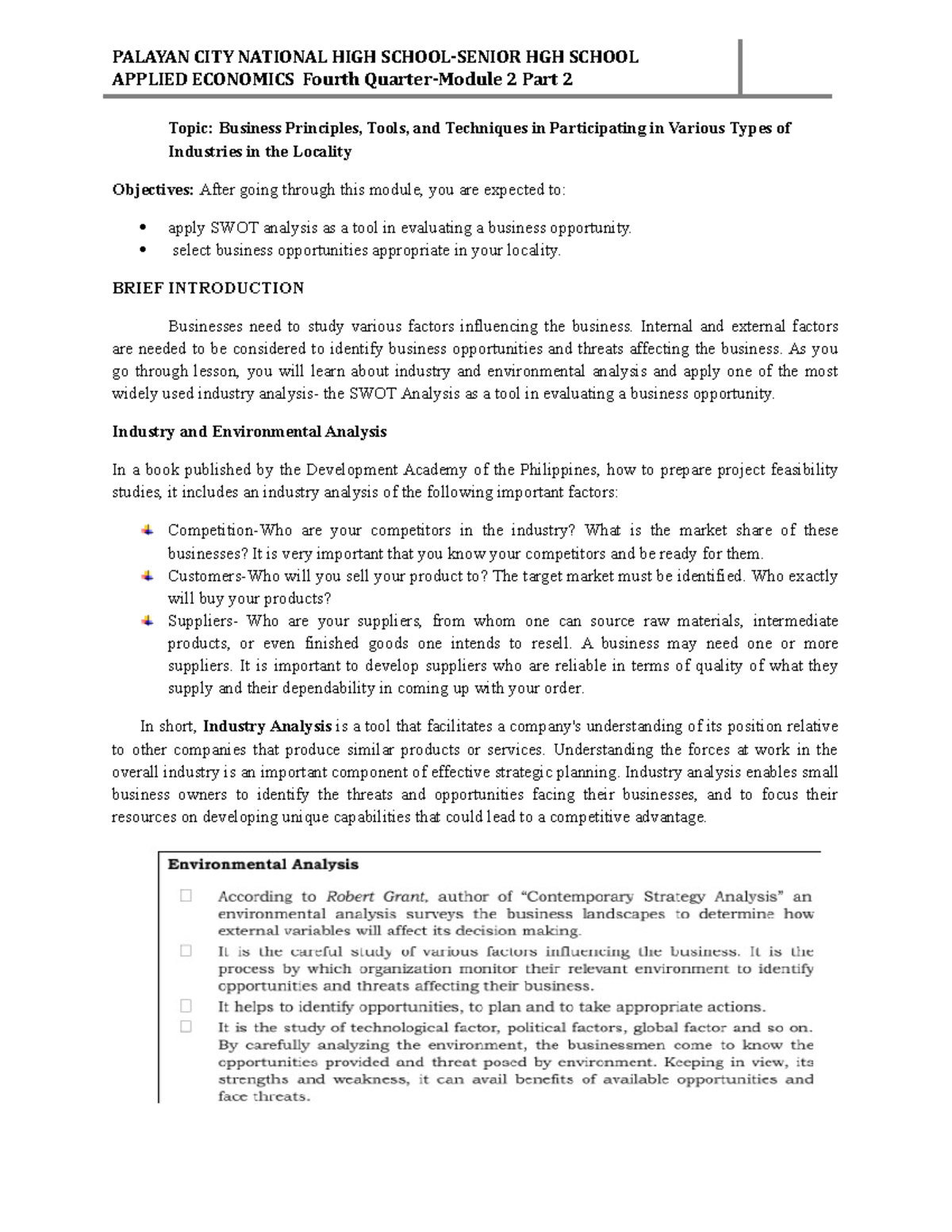 Fourth quarter module 2 part 2 - APPLIED ECONOMICS Fourth Quarter ...