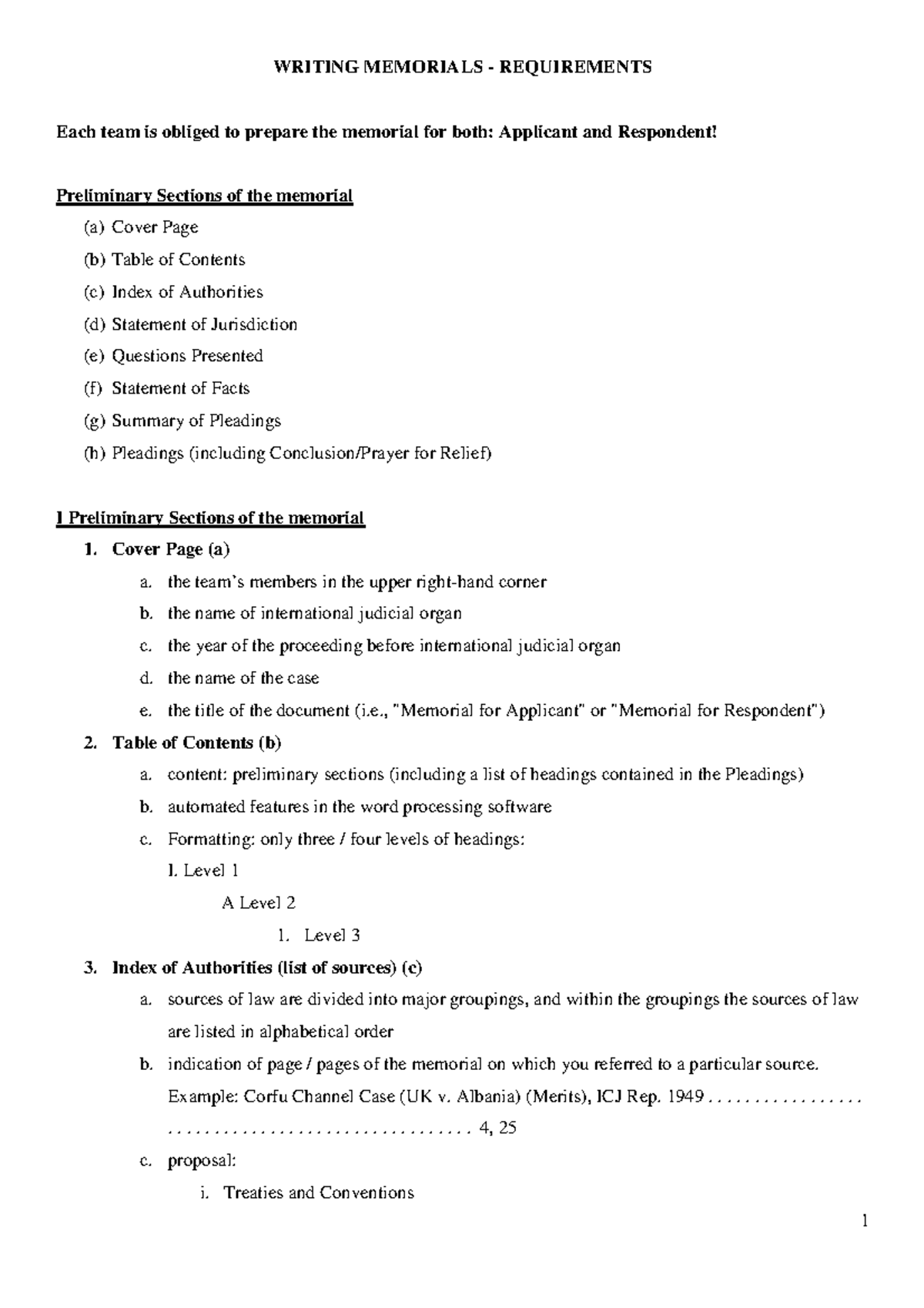 Memorial writing outline - WRITING MEMORIALS - REQUIREMENTS Each team ...