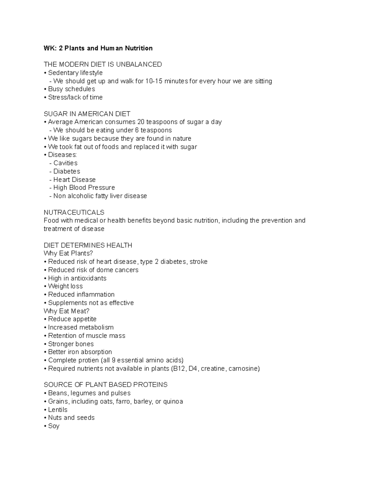 WK 2 Plants and Human Nutrition - WK: 2 Plants and Human Nutrition THE ...