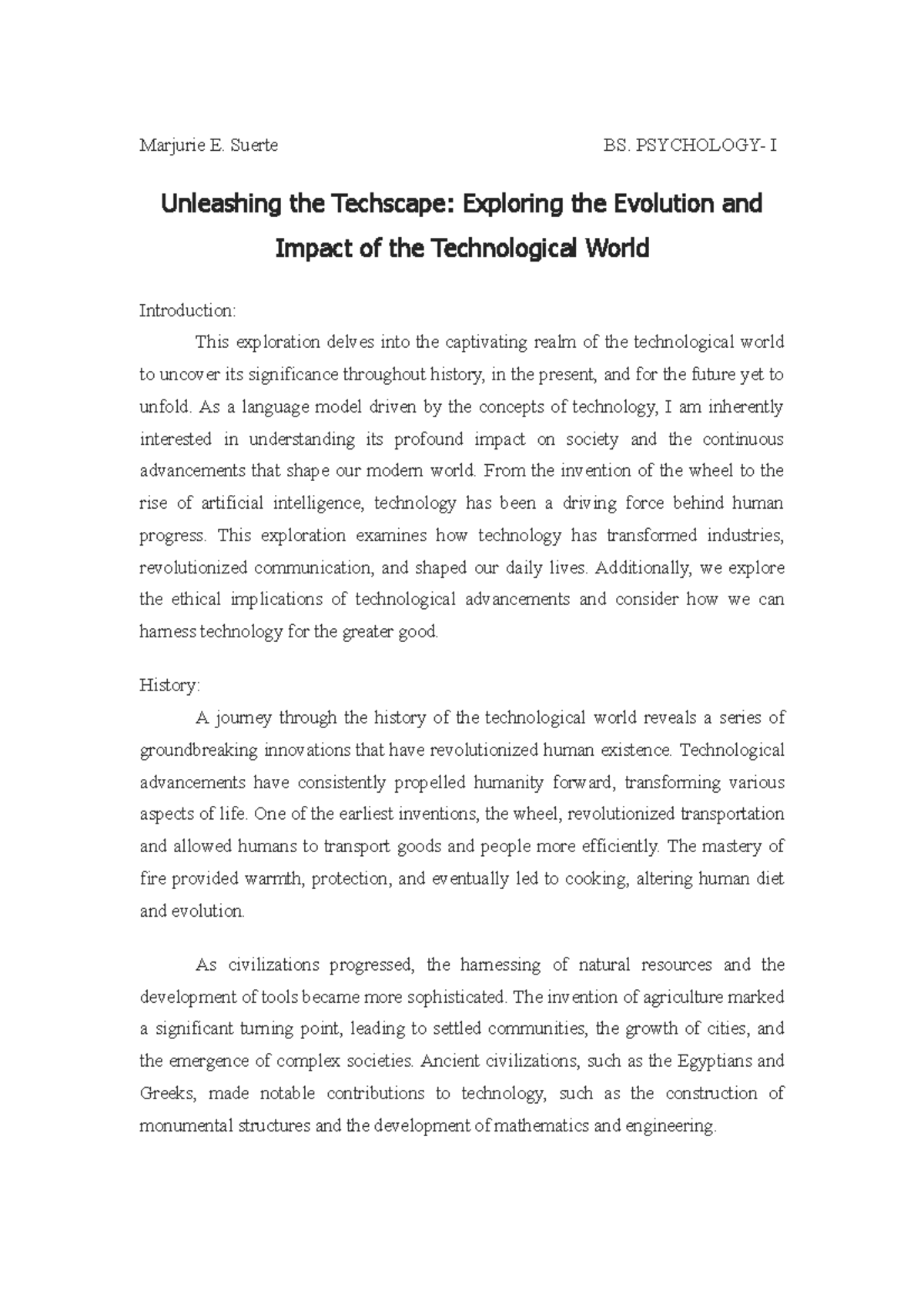 STS (FINAL OUTPUT) Unleashing the Techscape: Exploring the Evolution and Impact of the ...